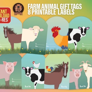 Farm Animal Gift Tags - Printable Barnyard Friends, Fun Farmyard Label ...