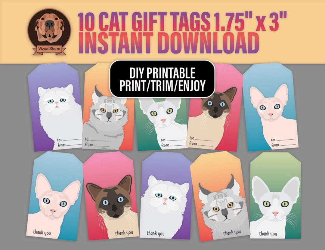 Diy Cat Gift Tags With Thank You and To/from - Printable Pet Treat ...