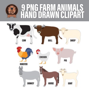 Alpaca Clipart Bundle - Png Farm Animals & Farmhouse Props, Cute ...