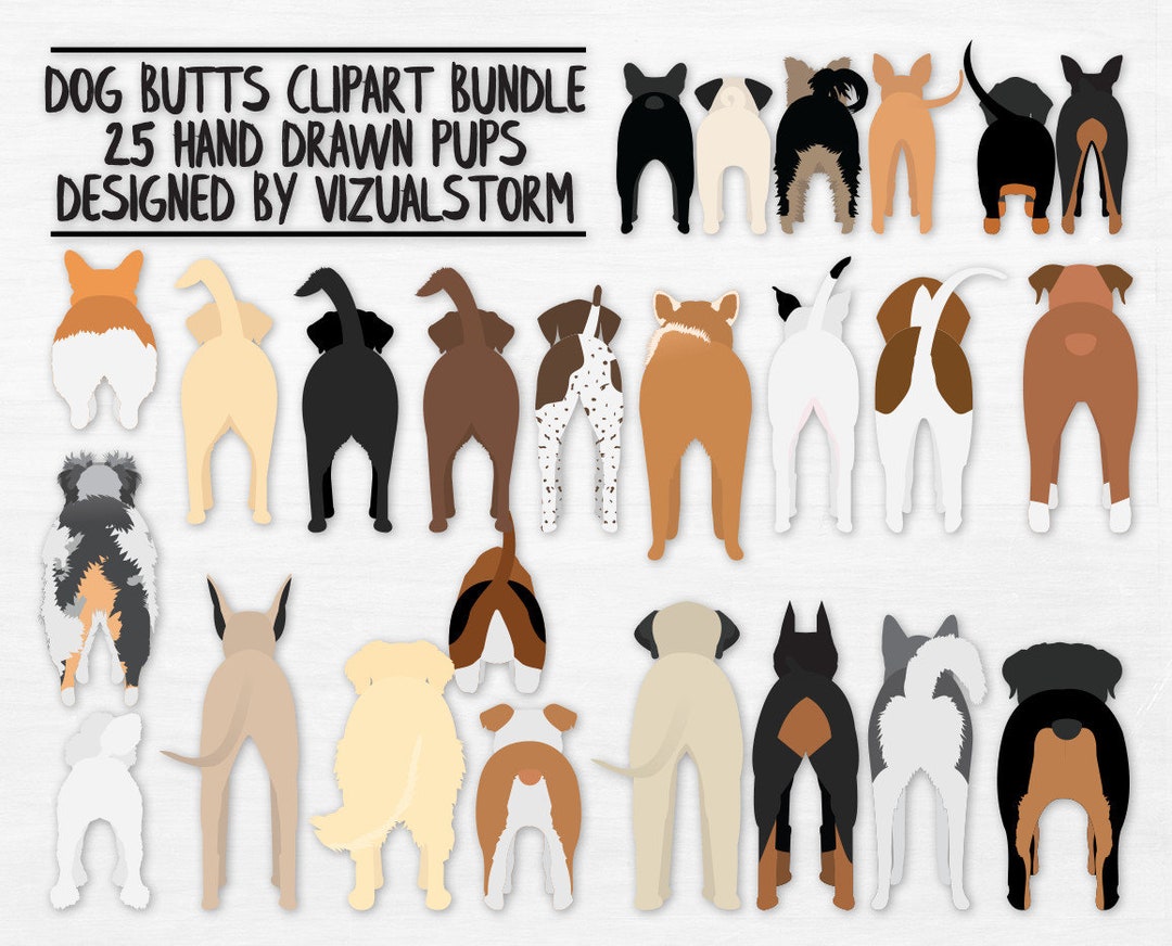 Dog Butts Bundle Clipart 25 Dog Rear End Graphics Aussie - Etsy