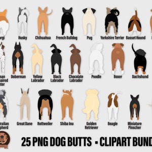 Dog Butts Bundle Clipart 25 Dog Rear End Graphics Aussie, Labrador ...