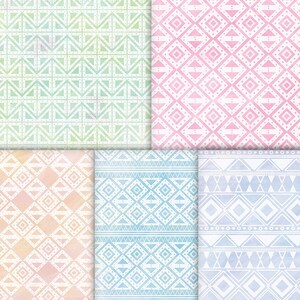 Pastel Boho Printable Digital Papers - Watercolor Patterns, Repeating ...