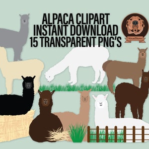 Alpaca Clipart Bundle - Png Farm Animals & Farmhouse Props, Cute ...