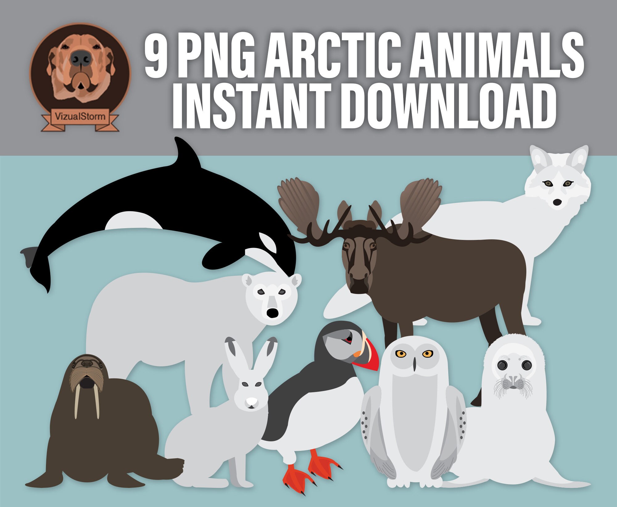 Printable Arctic Animals Digital Paper - Handmade Antarctic Wildlife ...