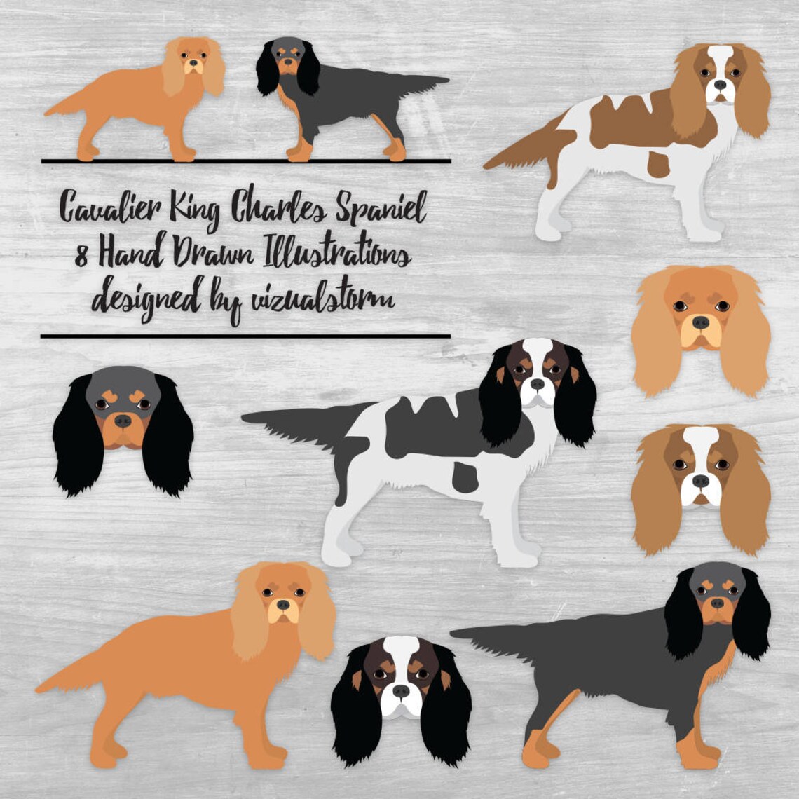 United Kingdom Dog Breeds Clipart Spaniel Collie Ridgeback | Etsy
