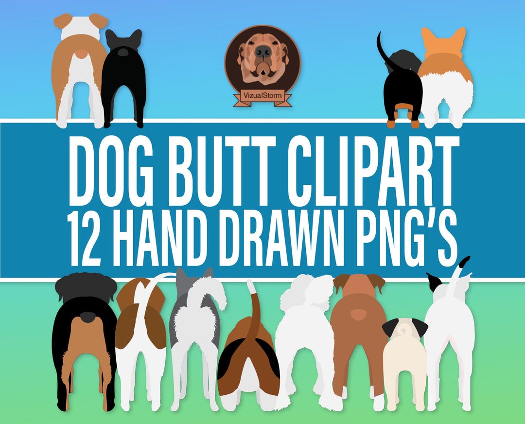 Dog Butt Clipart - Cute Png Pet Behinds, Funny Clip Art With Pit Bull ...