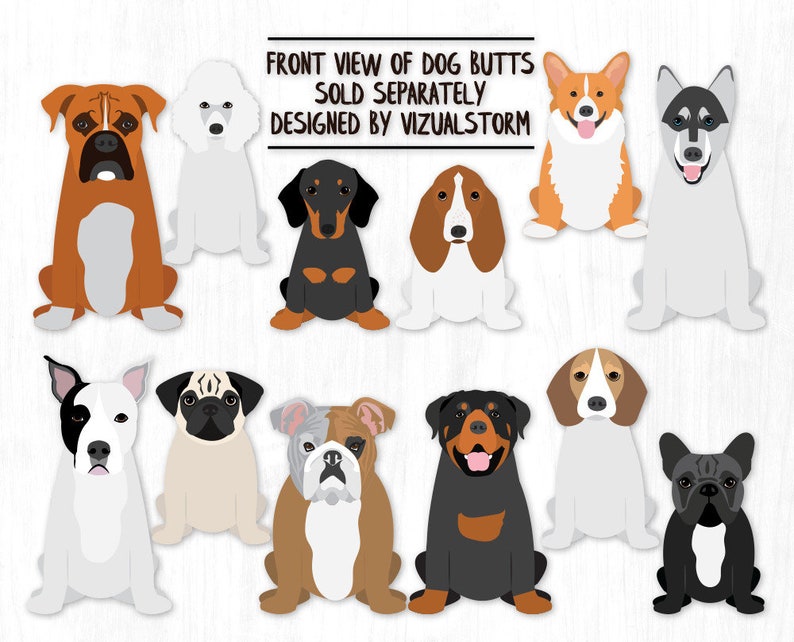 Dog Butts Bundle Clipart 25 Dog Rear End Graphics Aussie | Etsy