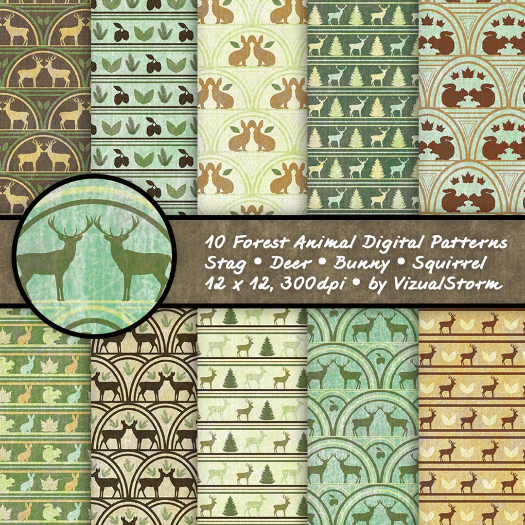 Forest Animals Digital Paper Woodland Pattern Paper Nature - Etsy