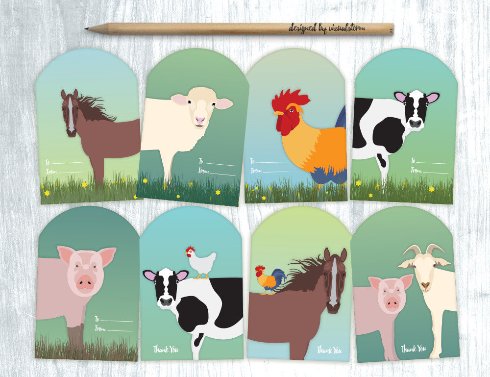 Farm Animal Gift Tags - Printable Barnyard Friends, Fun Farmyard Label ...