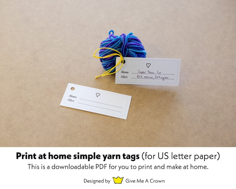 US Simple Yarn Tags to Print at Home Printable PDF Download - Etsy