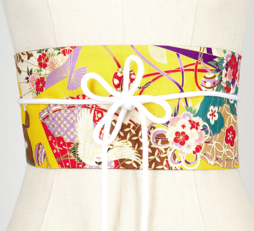 Obi Belt in Printed Japanese Cotton and Cordon With Pompons - Etsy
