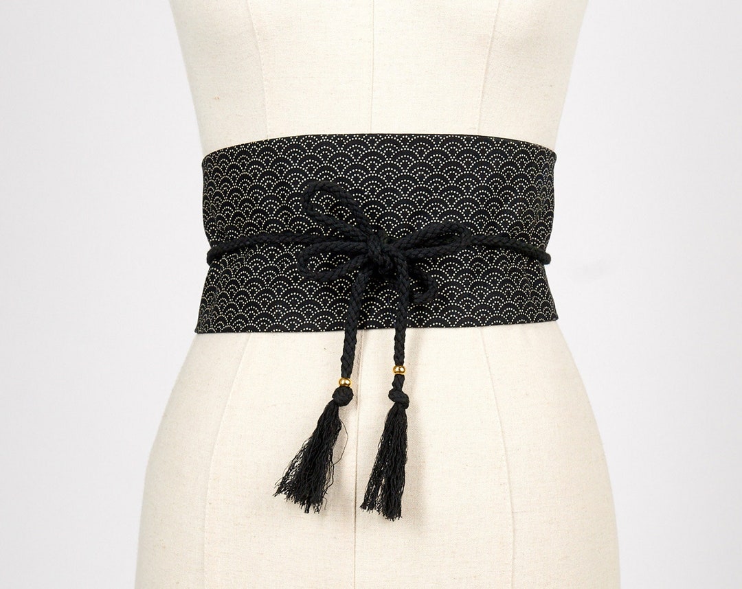 Obi Belt in Printed Japanese Cotton and Cordon With Pompons - Etsy