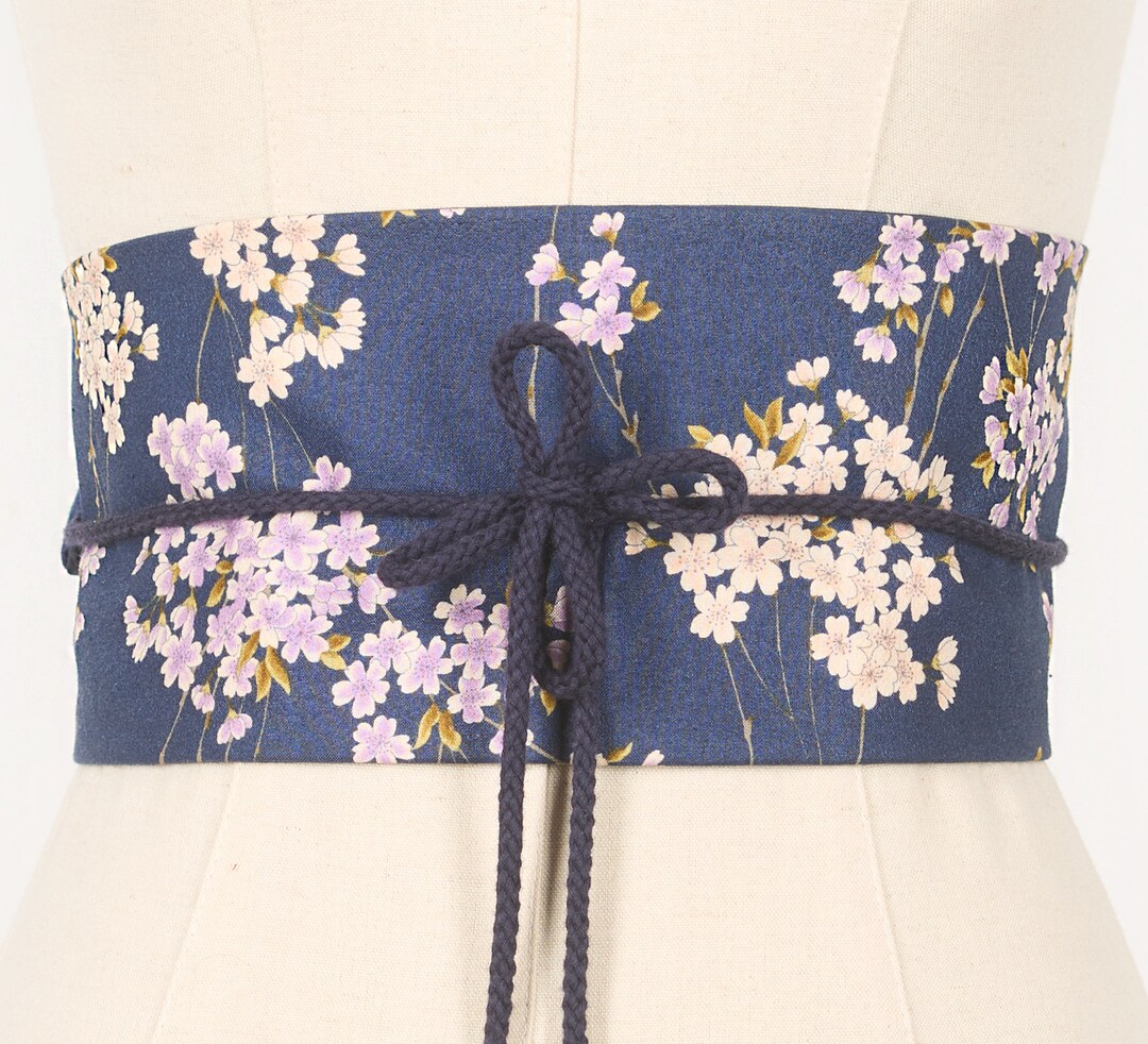 Obi Belt in Printed Japanese Cotton and Cordon With Pompons - Etsy