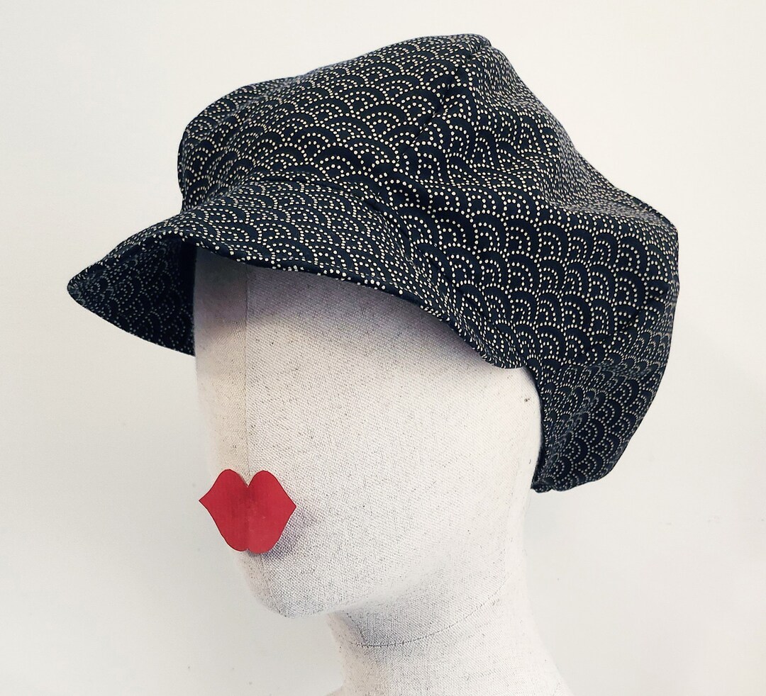 Kame Black Nami Gavroche Style Japanese Cotton Cap - Etsy