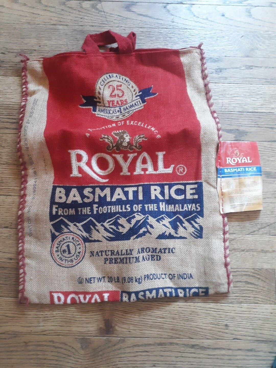 Royal Basmati Rice Bag 20lbs Burlap Handles Zipper Heavy Duty 25th ...