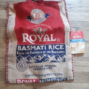 Royal Basmati Rice Bag 20lbs Burlap Handles Zipper Heavy Duty 25th ...