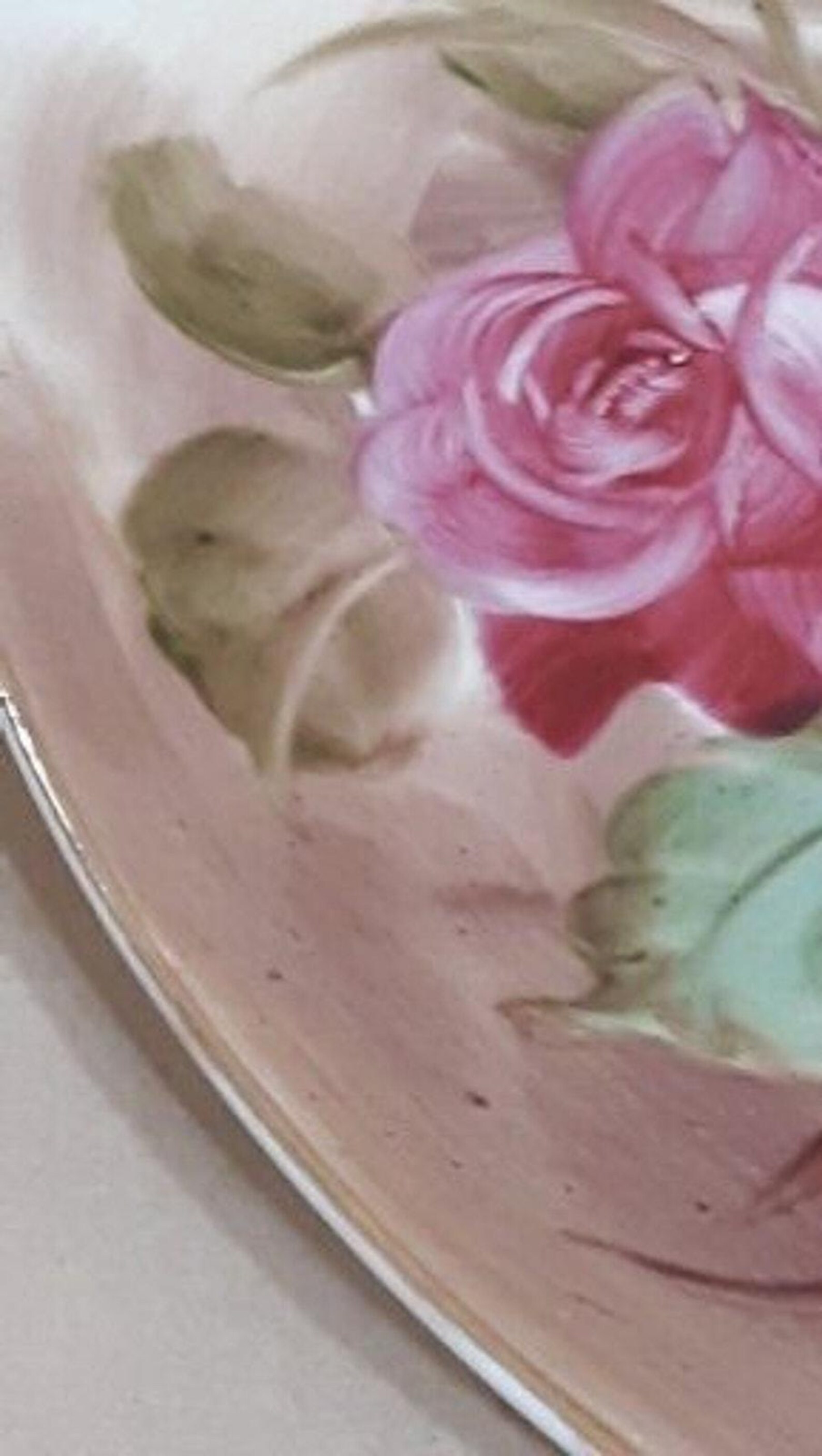 M Hashimura E 2372 Hand Painted Floral Rose Gold Trim Round 8 1/2 ...