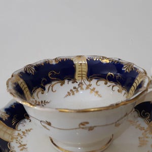 Antique 1800s Cobalt Blue & Gold Teacup Saucer With Leaf and Scroll Pattern - Etsy