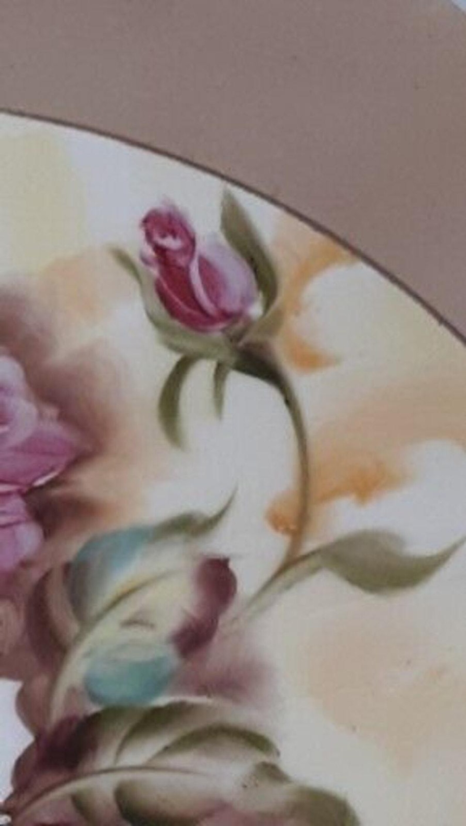 M Hashimura E 2372 Hand Painted Floral Rose Gold Trim Round 8 1/2 ...