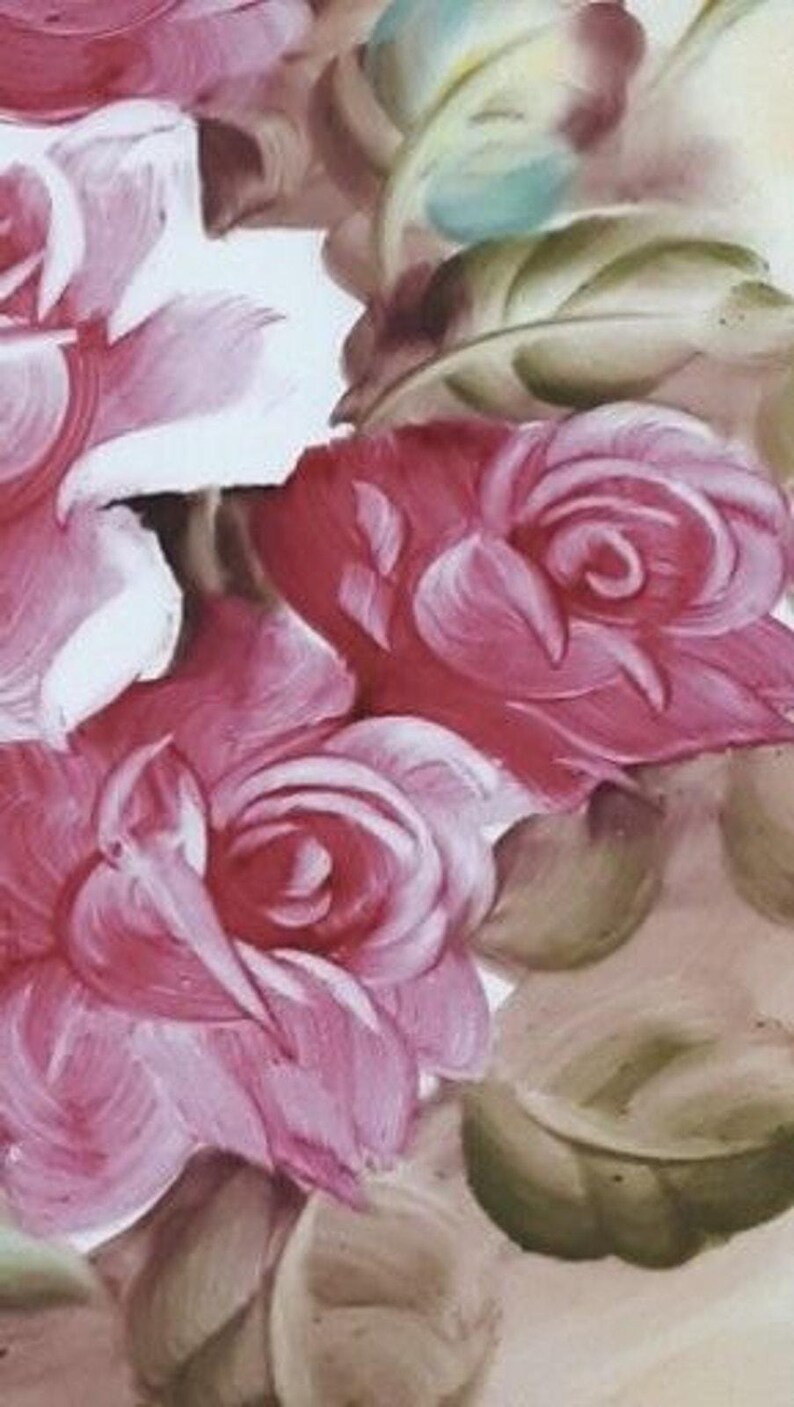 M Hashimura E 2372 Hand Painted Floral Rose Gold Trim Round 8 1/2 ...