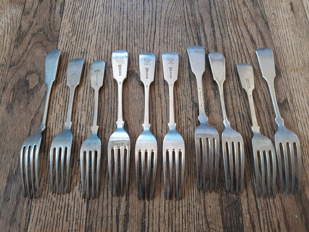 Vintage Mixed Lot: Fiddle Eagle Crest EPSN & 10 Antique Silverplate ...