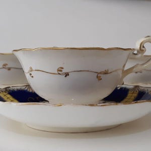 Antique 1800s Cobalt Blue & Gold Teacup Saucer With Leaf and Scroll Pattern - Etsy