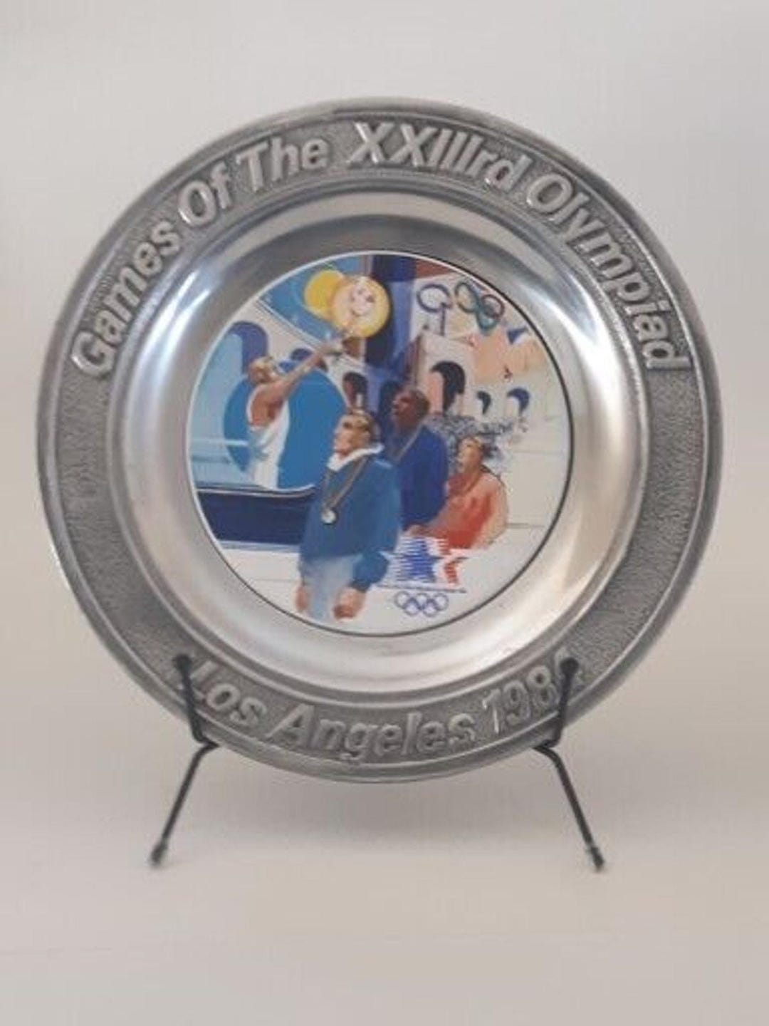23rd Olympiad 1984 Los Angeles Olympics Pewter Plate Used Games of the ...