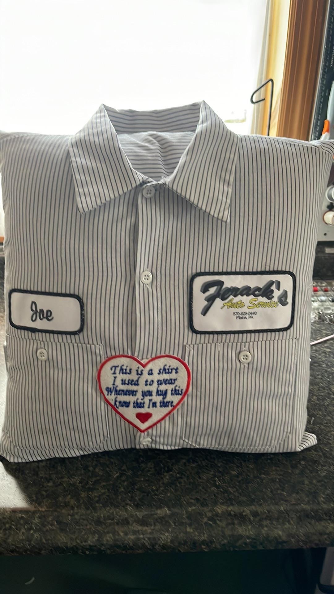 Memory Pillow Made From a Loved Ones Clothing With Message Patch ...