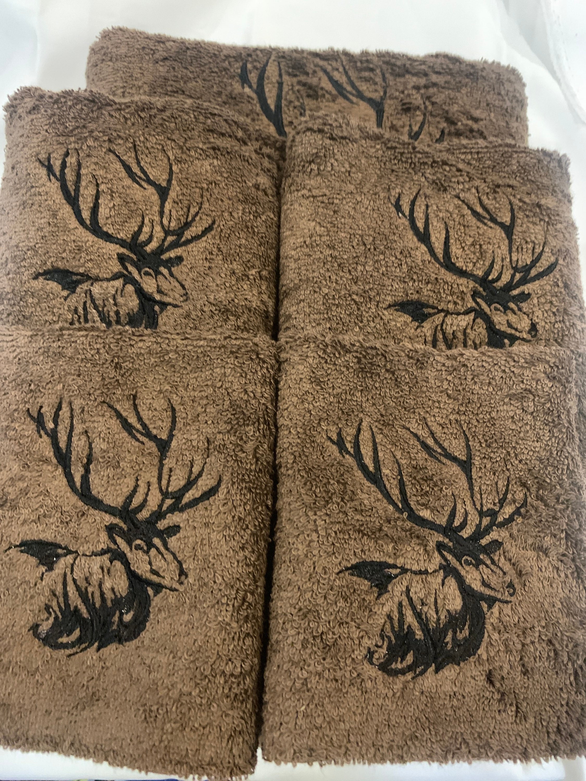 Elk Embroidered on 3 Piece Bath Towel Set - Etsy