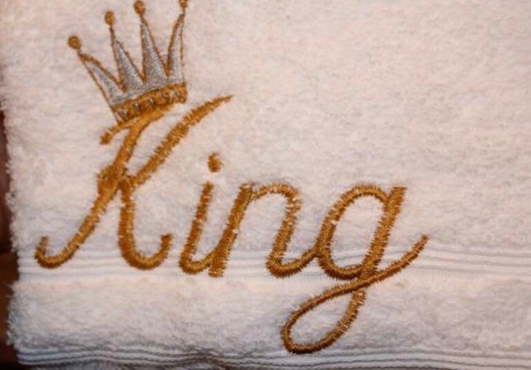 King and Queen Embroidered in Silver Lettering on Black or | Etsy
