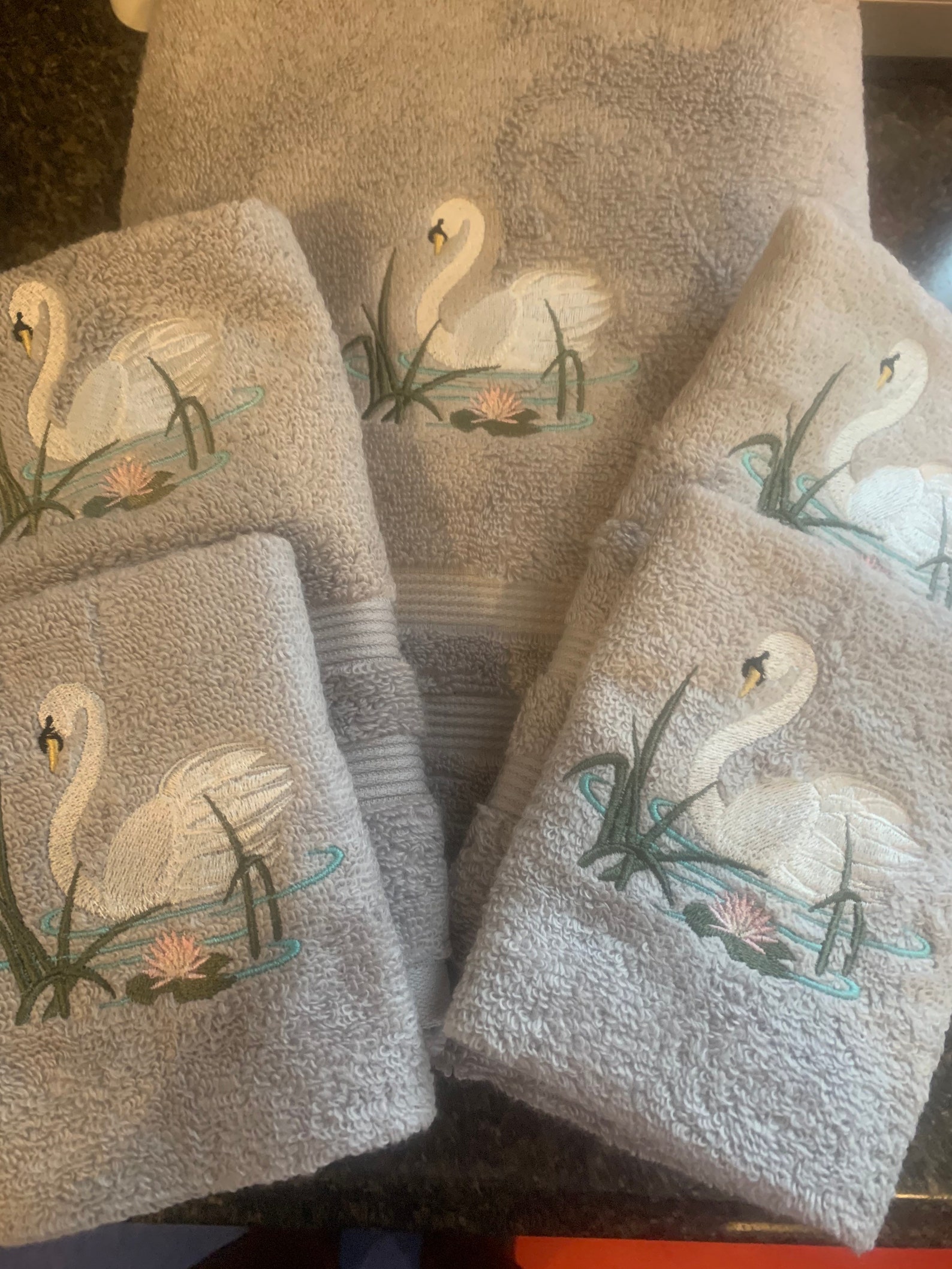 Swan Embroidered on 3 Piece Bath Towel Set - Etsy