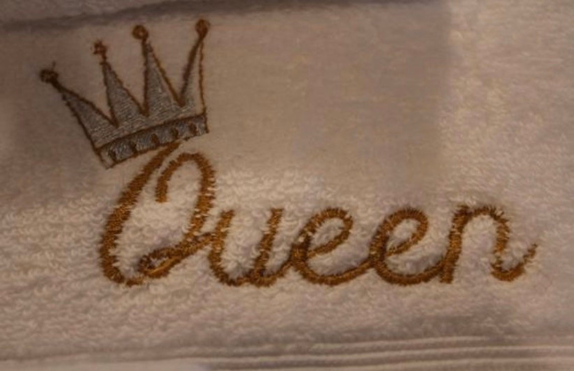 King and Queen Embroidered in Silver Lettering on Black or - Etsy