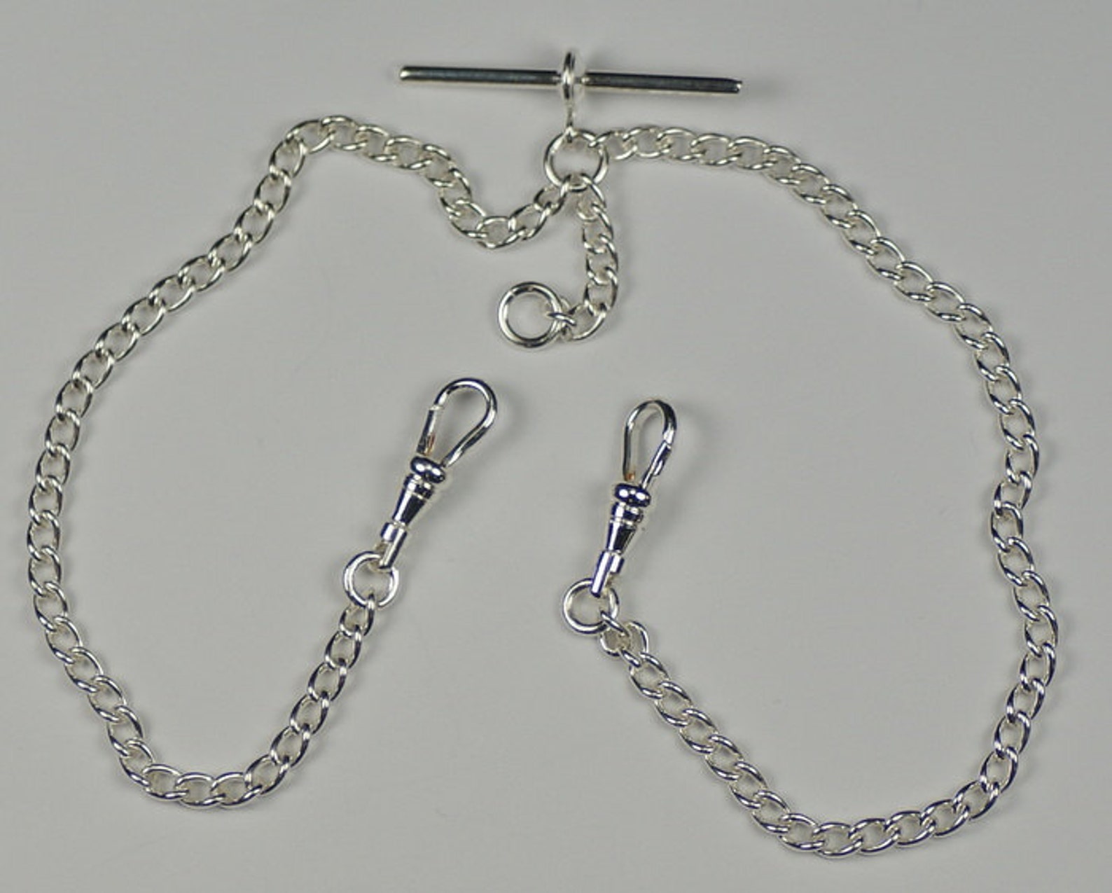 QUALITY Silver Plated Double Albert Chain Pocketwatch Chain - Etsy UK