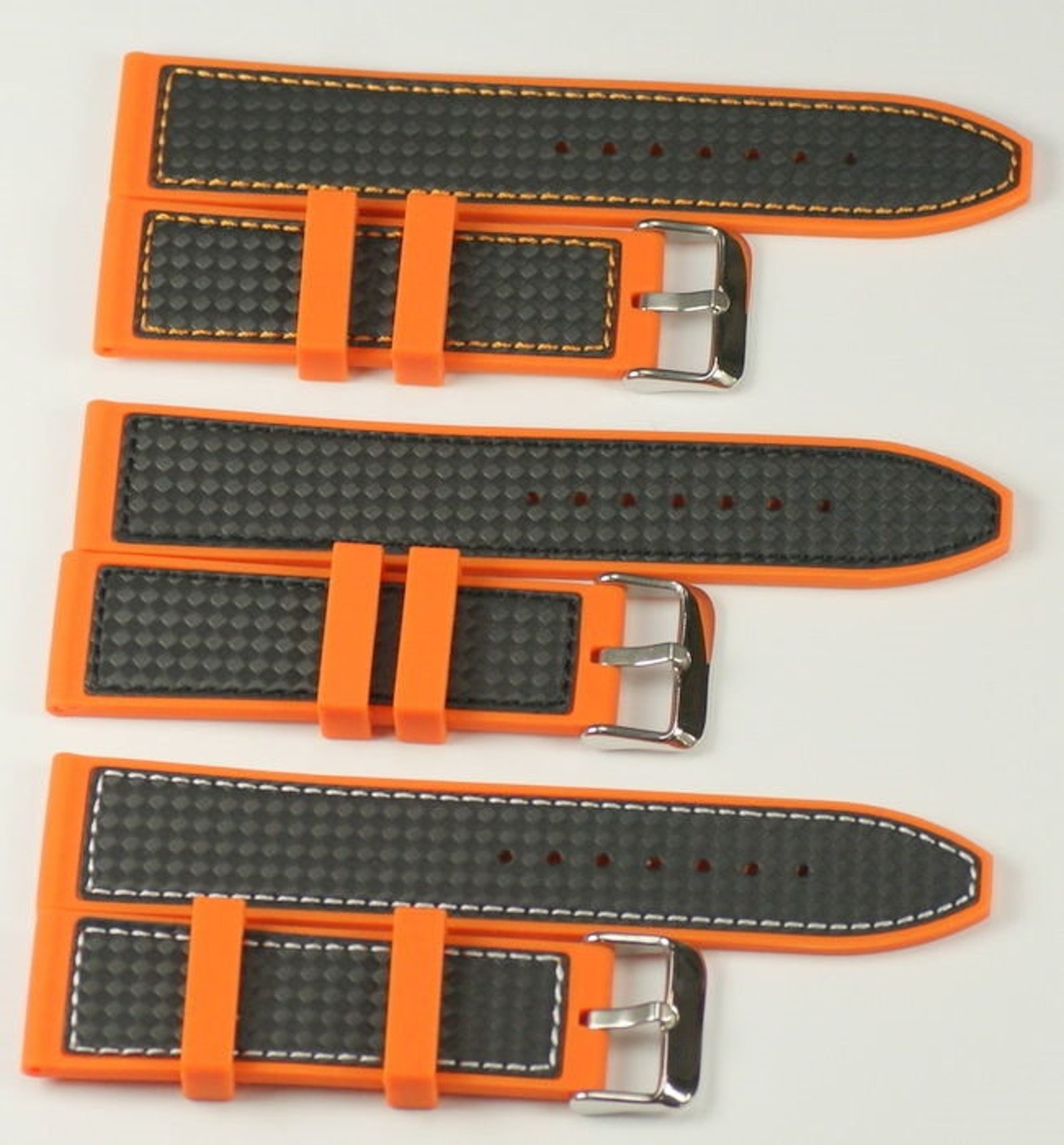 Silicone Rubber Mens Orange Watch Strap CARBON FIBRE Divers - Etsy UK