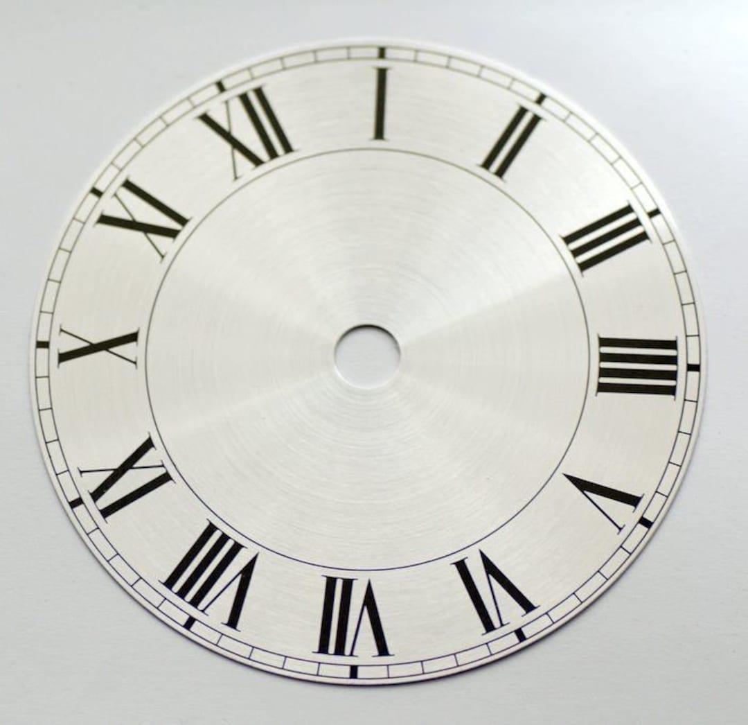 Clock Dial 5 Inches 128mm Roman Numerals on Silver Background New Dials ...