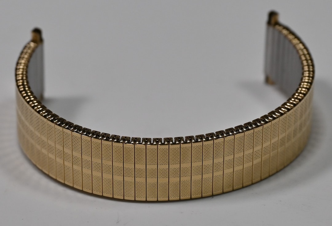 Stretchy Expandable Watch Strap Bracelet Gold Plated Steel 18mm-22mm ...