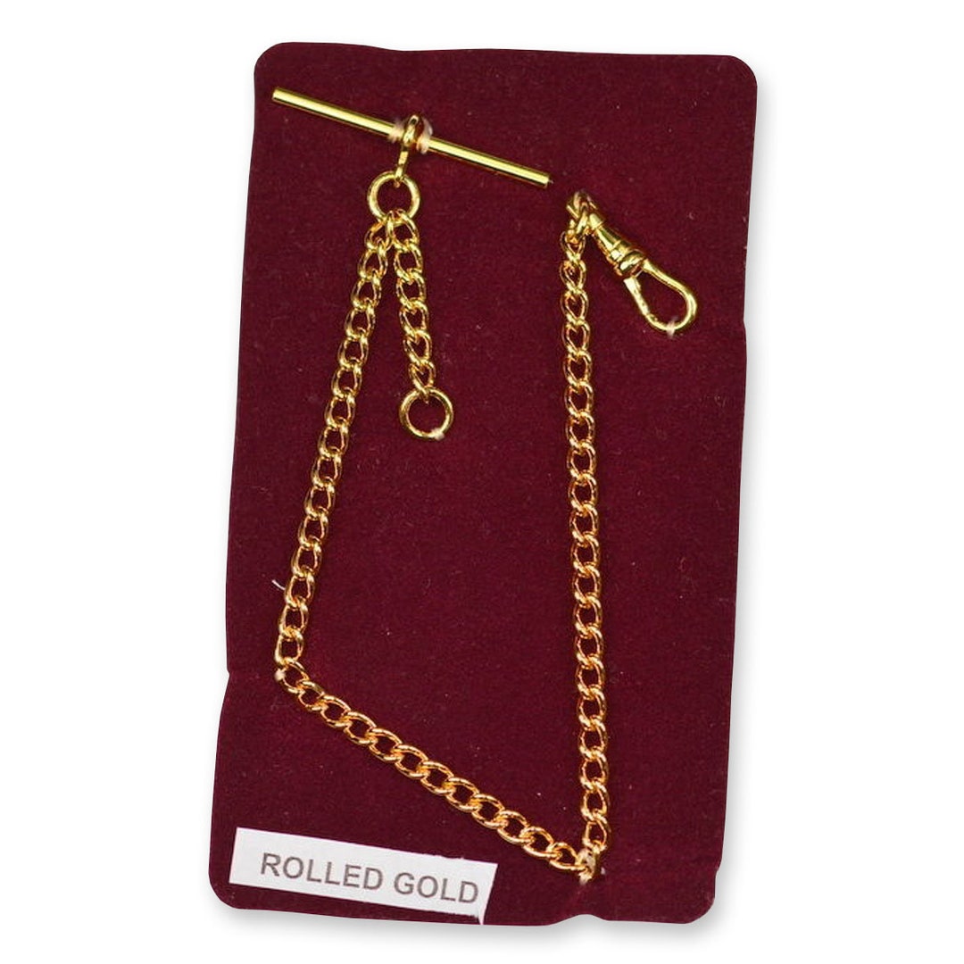 Quality ROLLED GOLD Single Albert Chain Pocketwatch Chain Fob Watch T ...