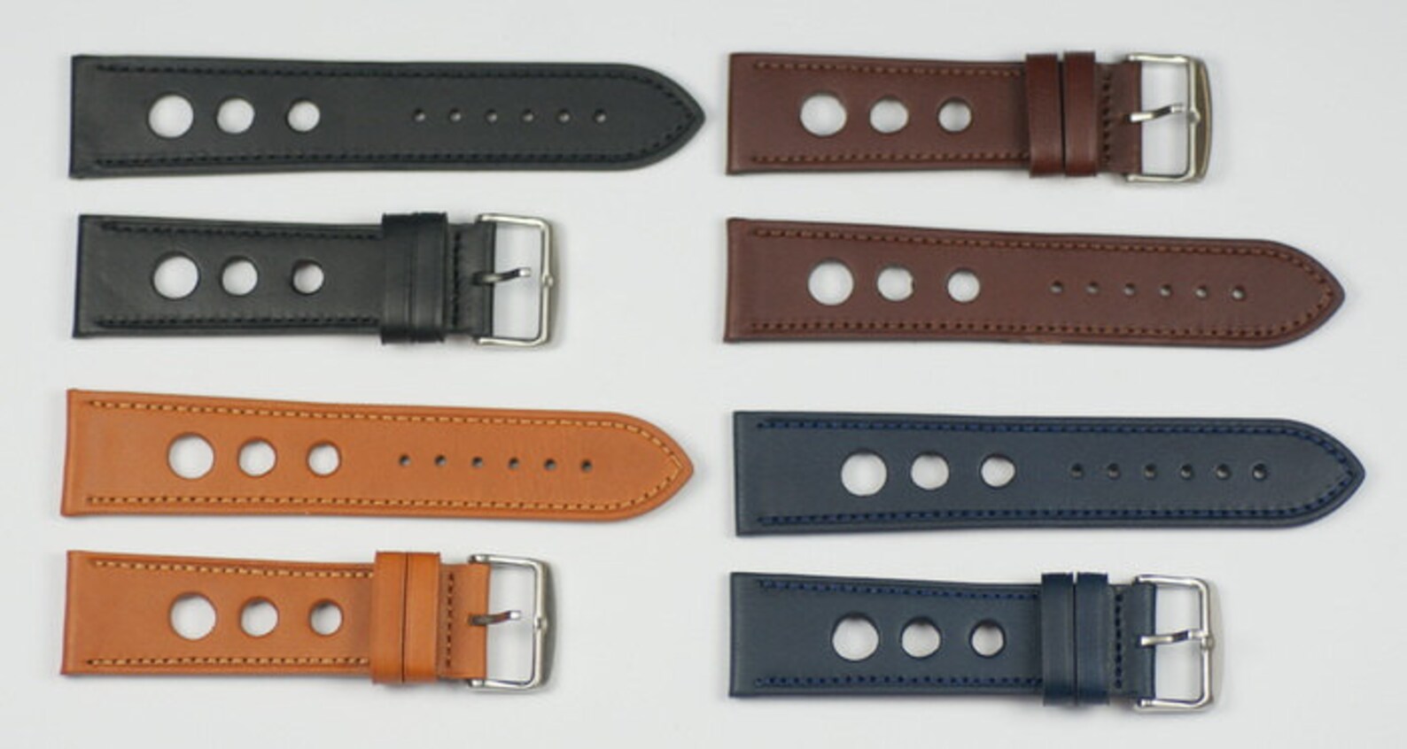 Quality Leather Rally Racing Strap With Stitching Thick Heavy Duty Mens ...