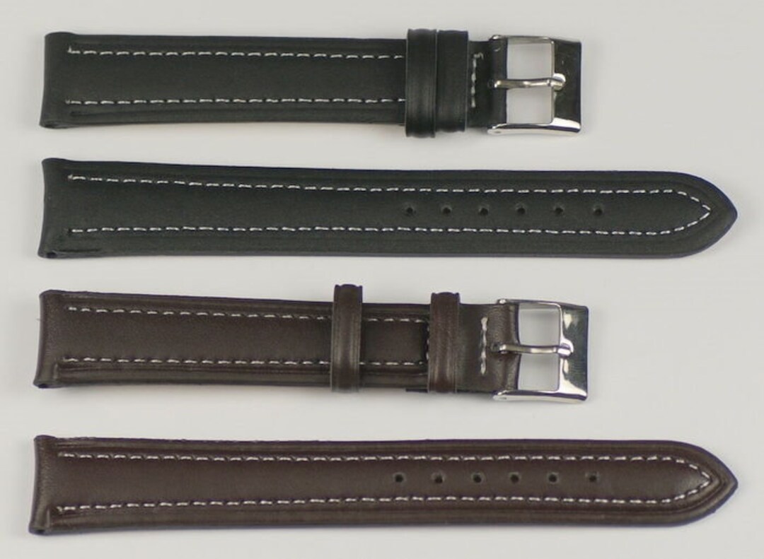 XL Extra Large Long Leather Watch Strap Mens Ladies 12mm 20mm Black ...