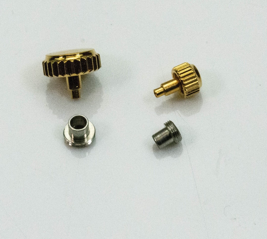 Gold Screw Down Watch Crowns & Tube Locking Stainless Steel Winding Tap ...