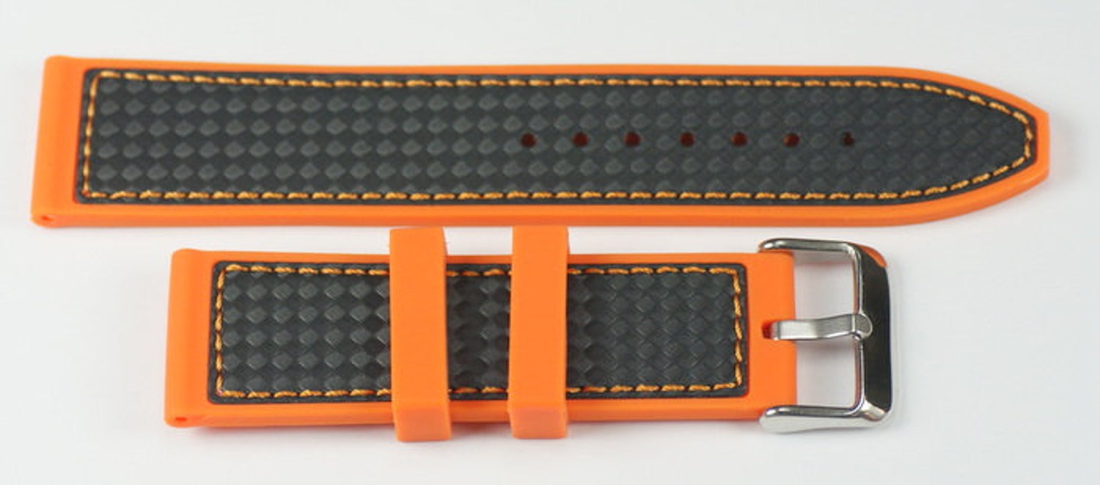 Silicone Rubber Mens Orange Watch Strap CARBON FIBRE Divers - Etsy UK