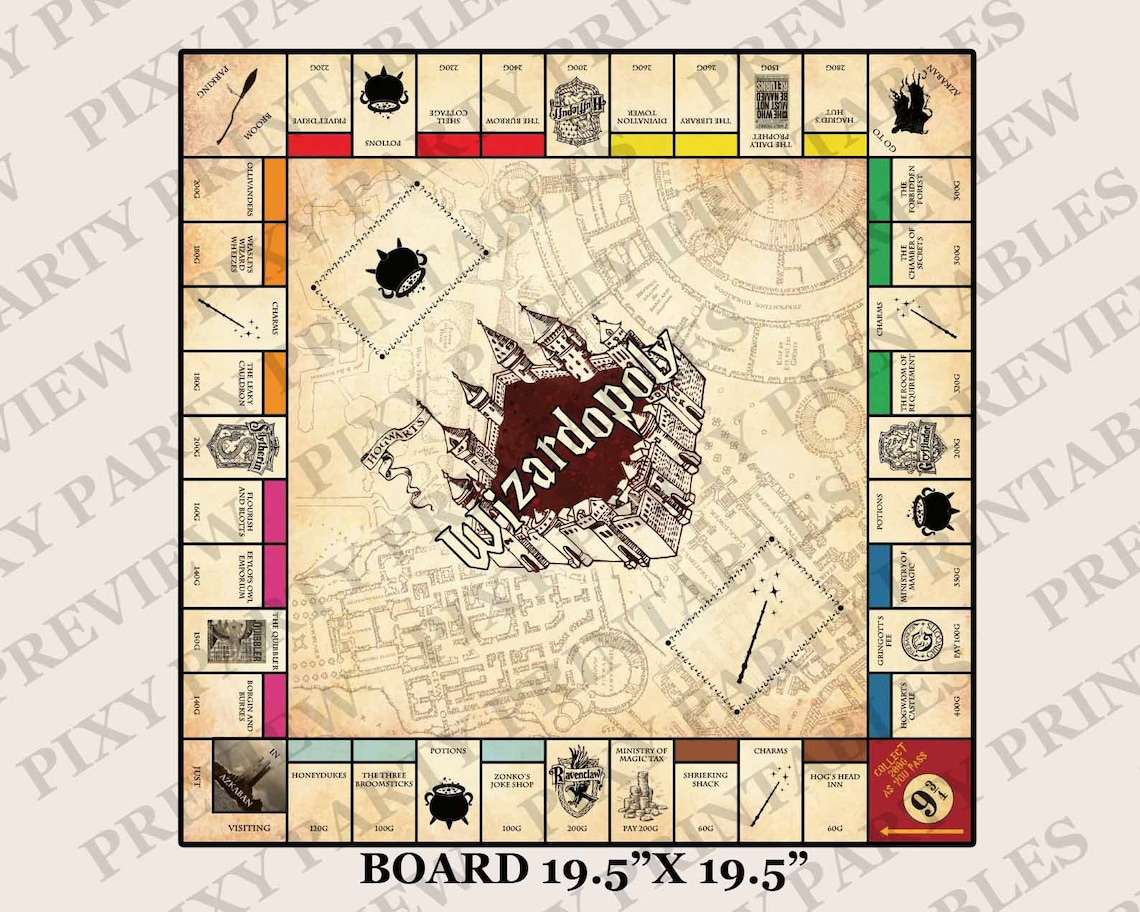 Wizard Monopoly Printable Wizardopoly HP Monopoly Digital - Etsy