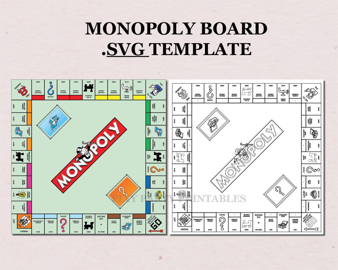 Monopoly Template .SVG File Custom Monopoly Game Digital - Etsy Australia