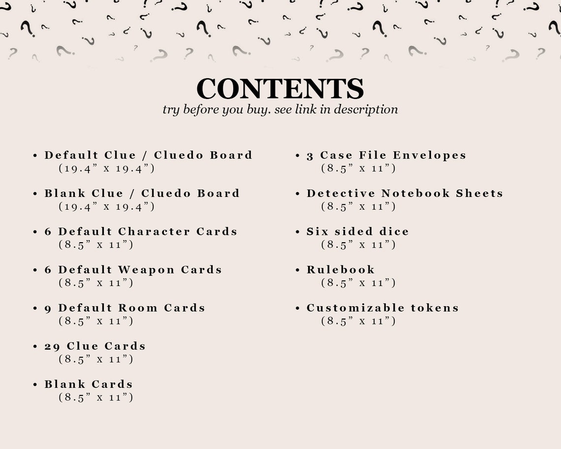 Blank Clue / Cluedo Template Custom Cluedo Game Digital - Etsy Australia