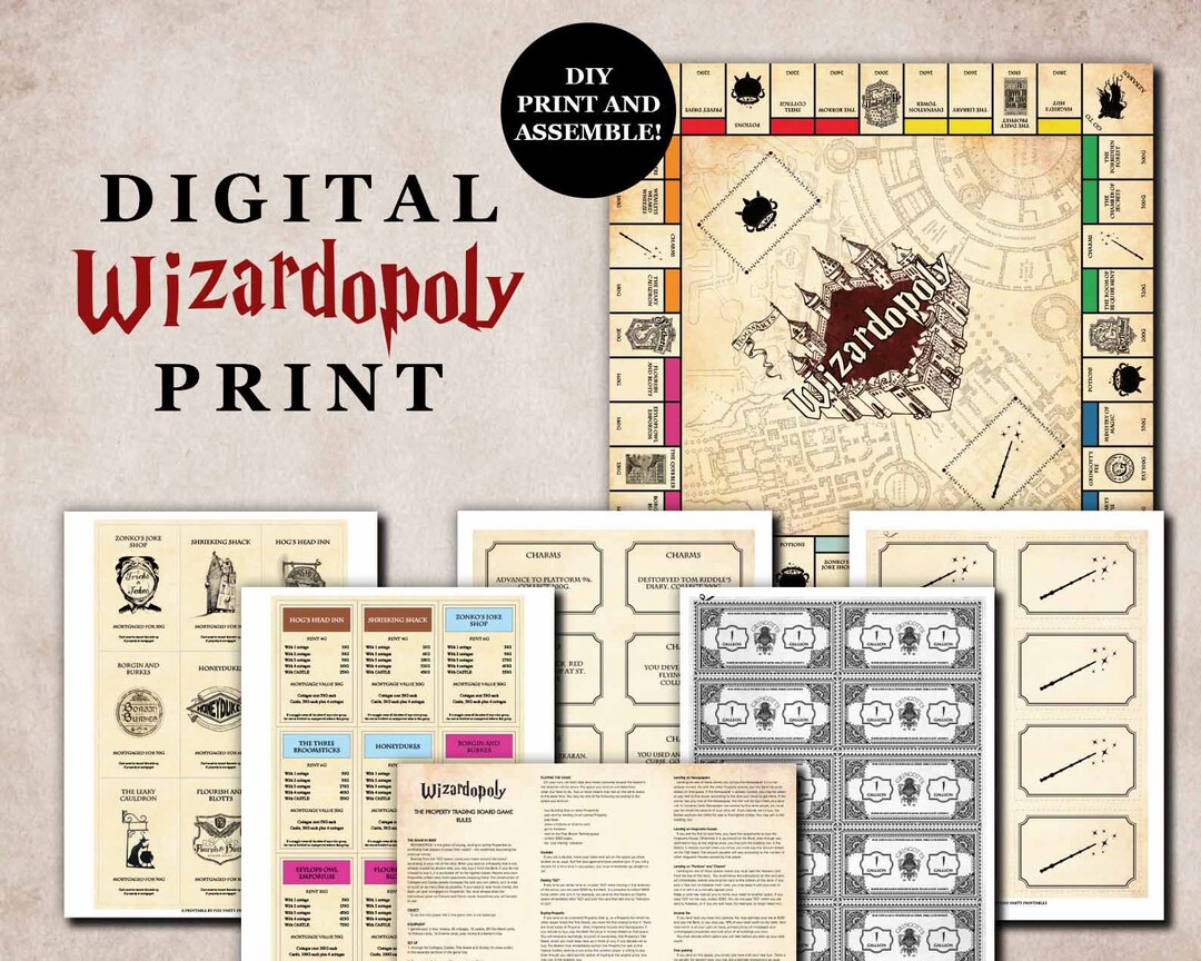 Wizard Monopoly Printable Wizardopoly HP Monopoly Digital - Etsy