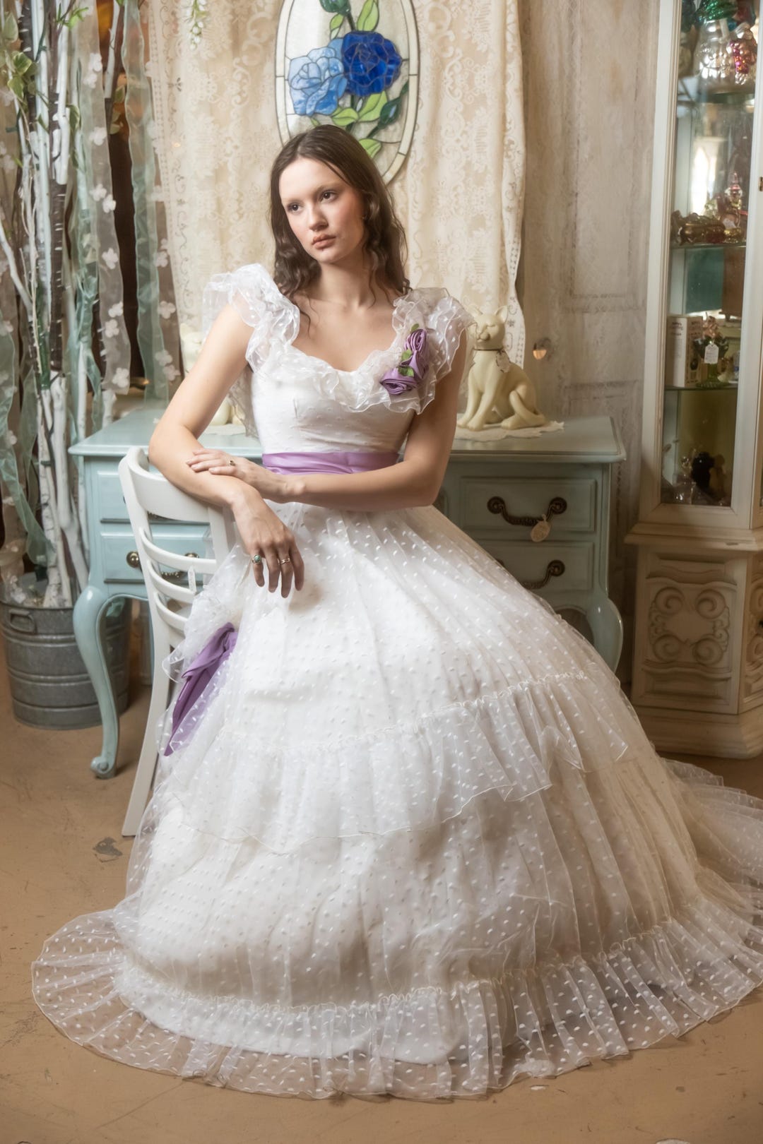 XS 80s Tulle Ball Gown Full Skirt off Shoulder Prom FLIRTATIONS by ...
