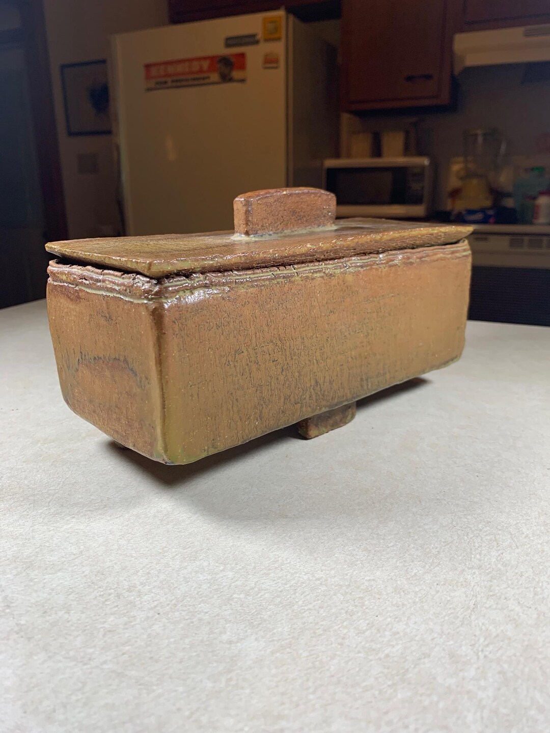 Footed Glazed Stoneware Pottery 'brick Box' Fred C Spaulding - Etsy