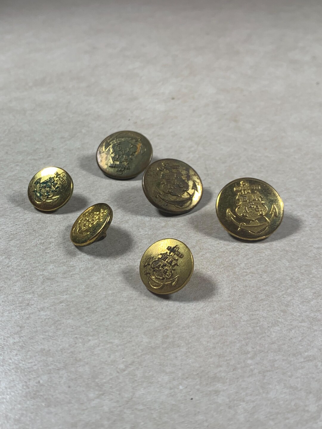 Set of Old Brass Navy Uniform Buttons - Etsy