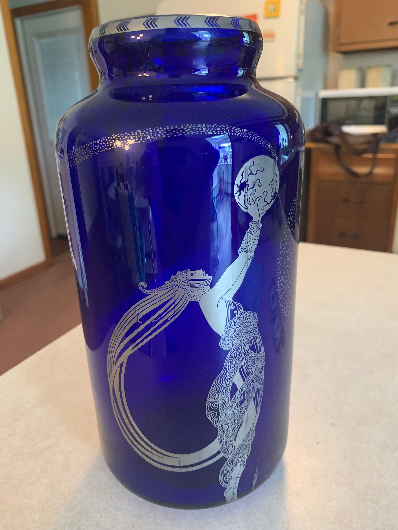 Franklin Mint Cobalt Blue Erte FIREFLIES Vase - Etsy