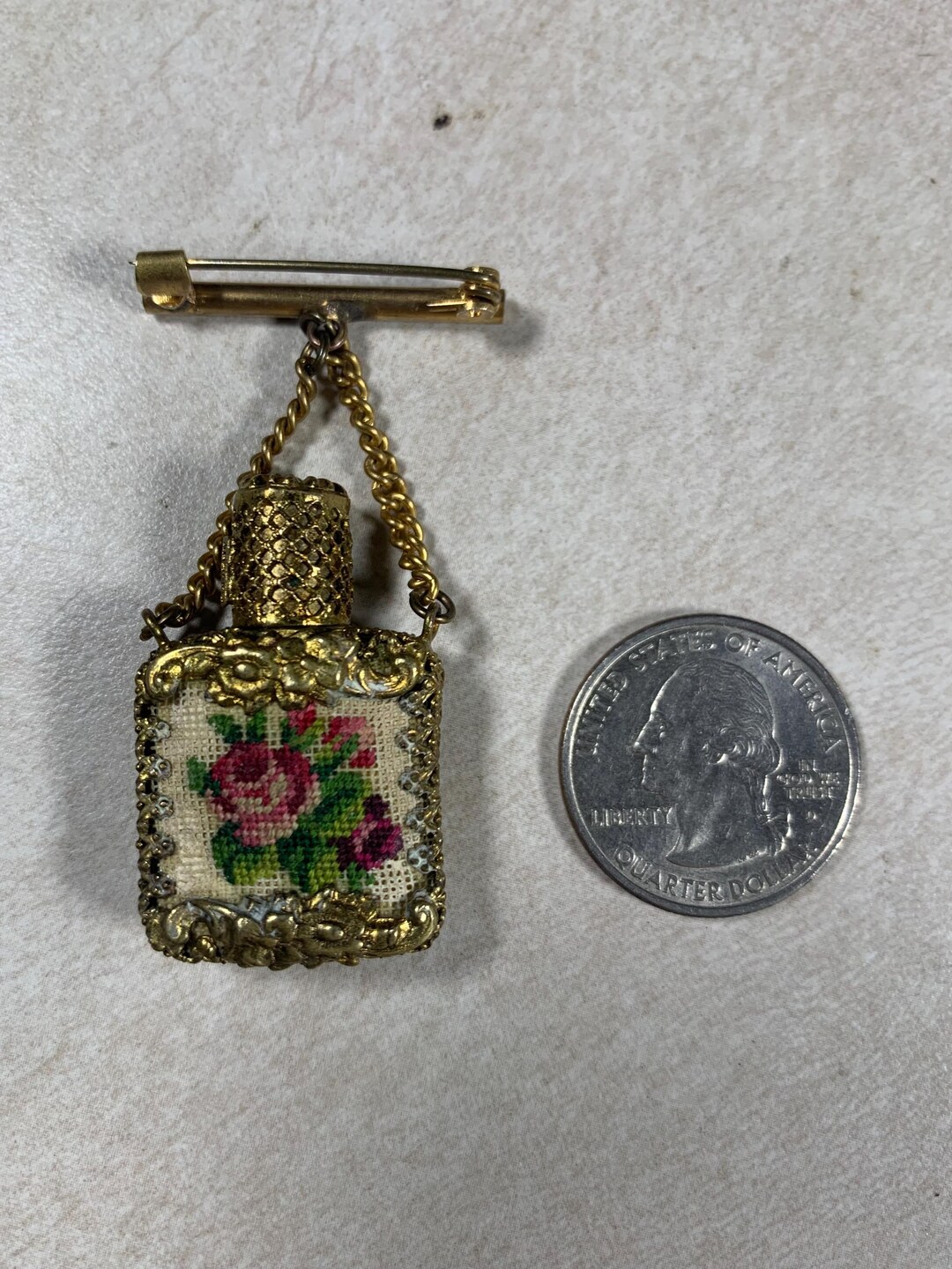 Vintage Petite Point Perfume Bottle Pin Brooch Made in Austria - Etsy